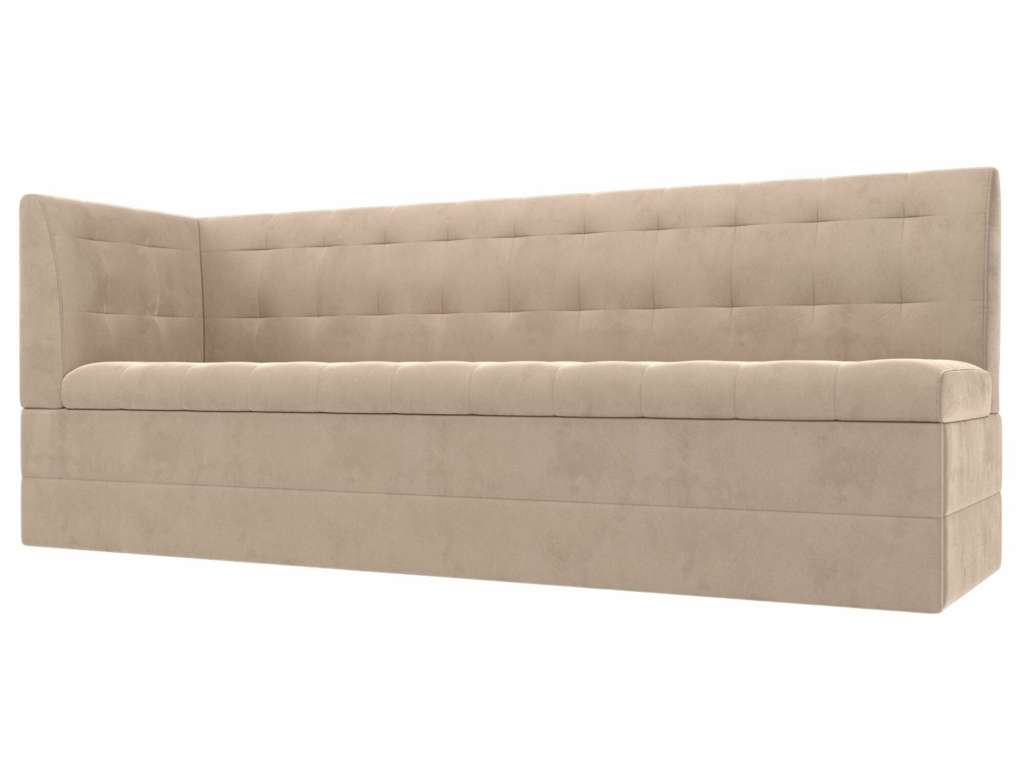 Диван кухонный прямой Бриз левый, велюр, механизм дельфин, Хит Диванов