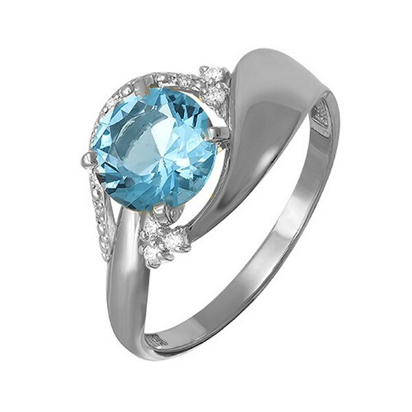 Кольцо, серебро, 925 проба, родирование, фианит