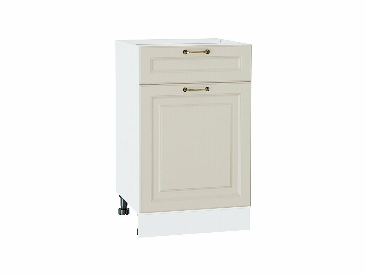 Шкаф нижний с 1-ой дверцей и ящиком Ницца, цвет фасада Агат, цвет каркаса Белый, 816*500*478 мм