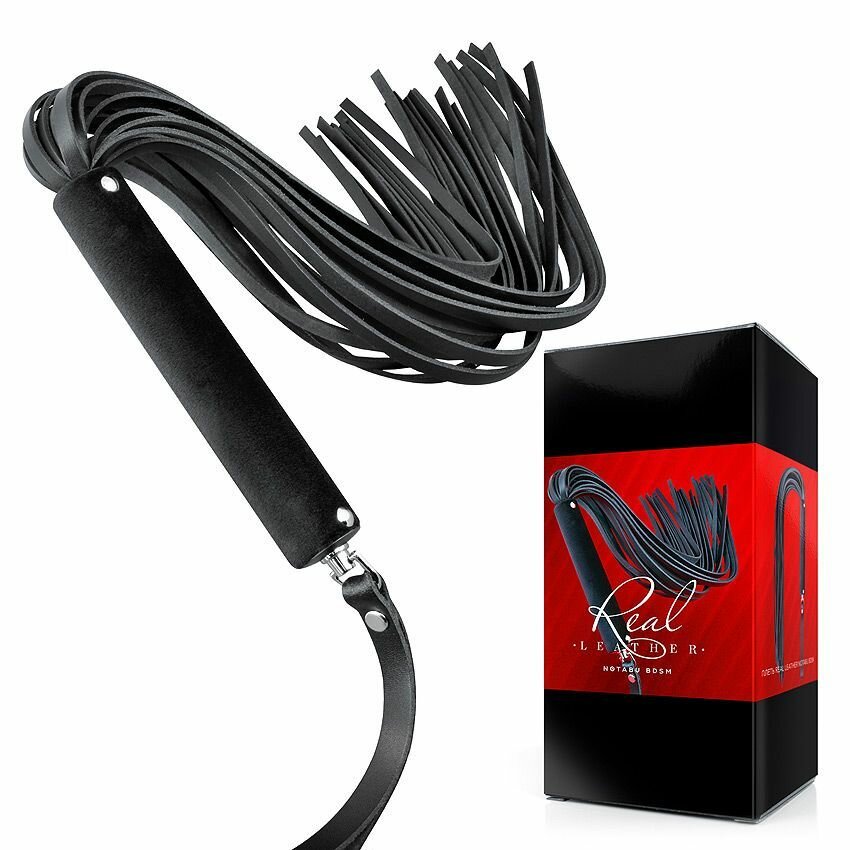 Черная плеть-флоггер из натуральной кожи "Notabu", длина 84 см.