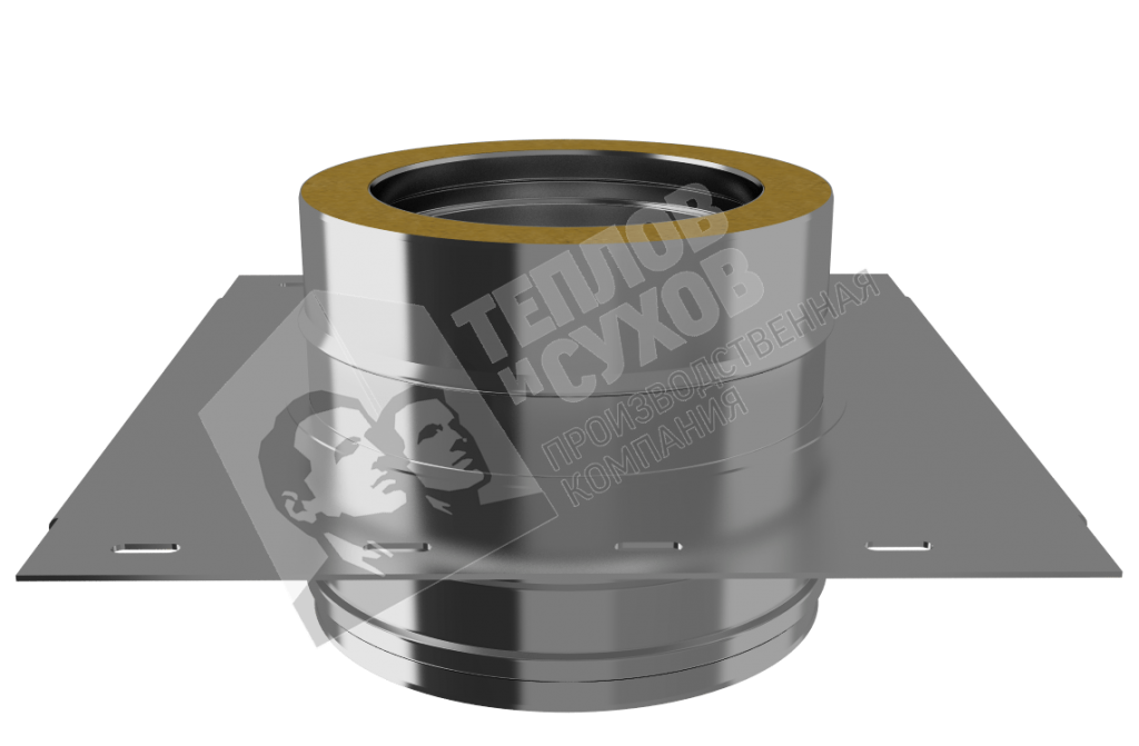 Площадка монтажная сэндвич d 150 х 250 толщ. 0,8 нерж (304) х 0,5 нерж (304) с хомутом