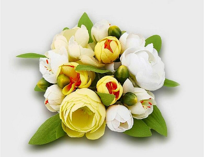 Венок для свечи, бело-жёлтый, 12 см, EDG