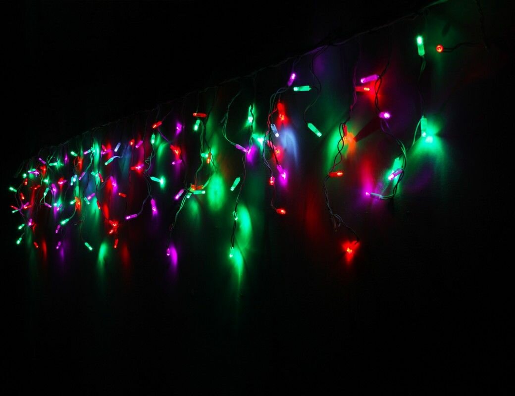 Светодиодная гирлянда м, 112 разноцветных LED ламп, мерцание, белый ПВХ, соединяемая, IP65, Rich LED