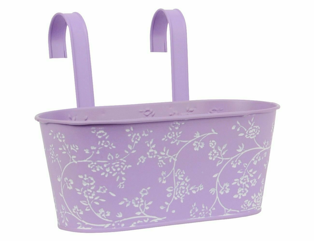 Подвесное кашпо для балкона сиреневое, металлическое, 28х14 см, Kaemingk