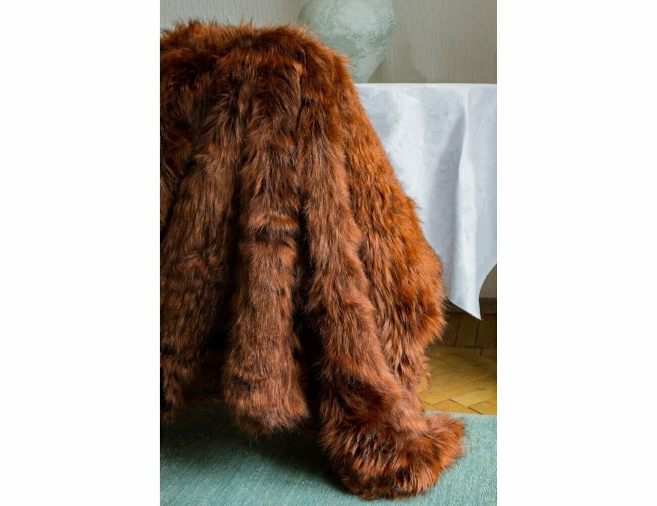 Меховой плед FUR CHARM, красно-рыжий, 150х130 см, Kaemingk 614084