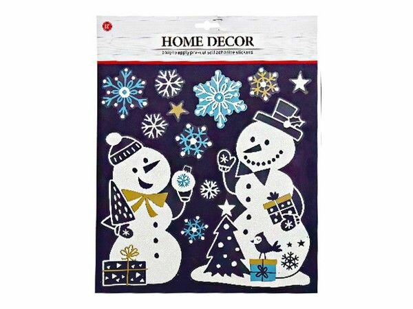 Наклейки на окна новогодняя фантазия со снеговиками, 31х38 см, Kaemingk 461800-3