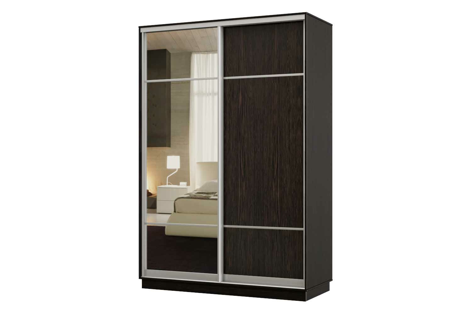 Шкаф-купе 2-дверный Hoff Практик 12, напольный, 150х240х60 см, ЛДСП/зеркало, для одежды, цвет венге