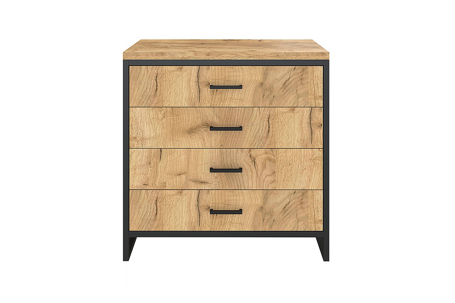 Комод напольный Hoff Лофт, 90х91,2х46 см, матовый фасад, металл/ЛДСП, цвет чёрный, дуб табачный