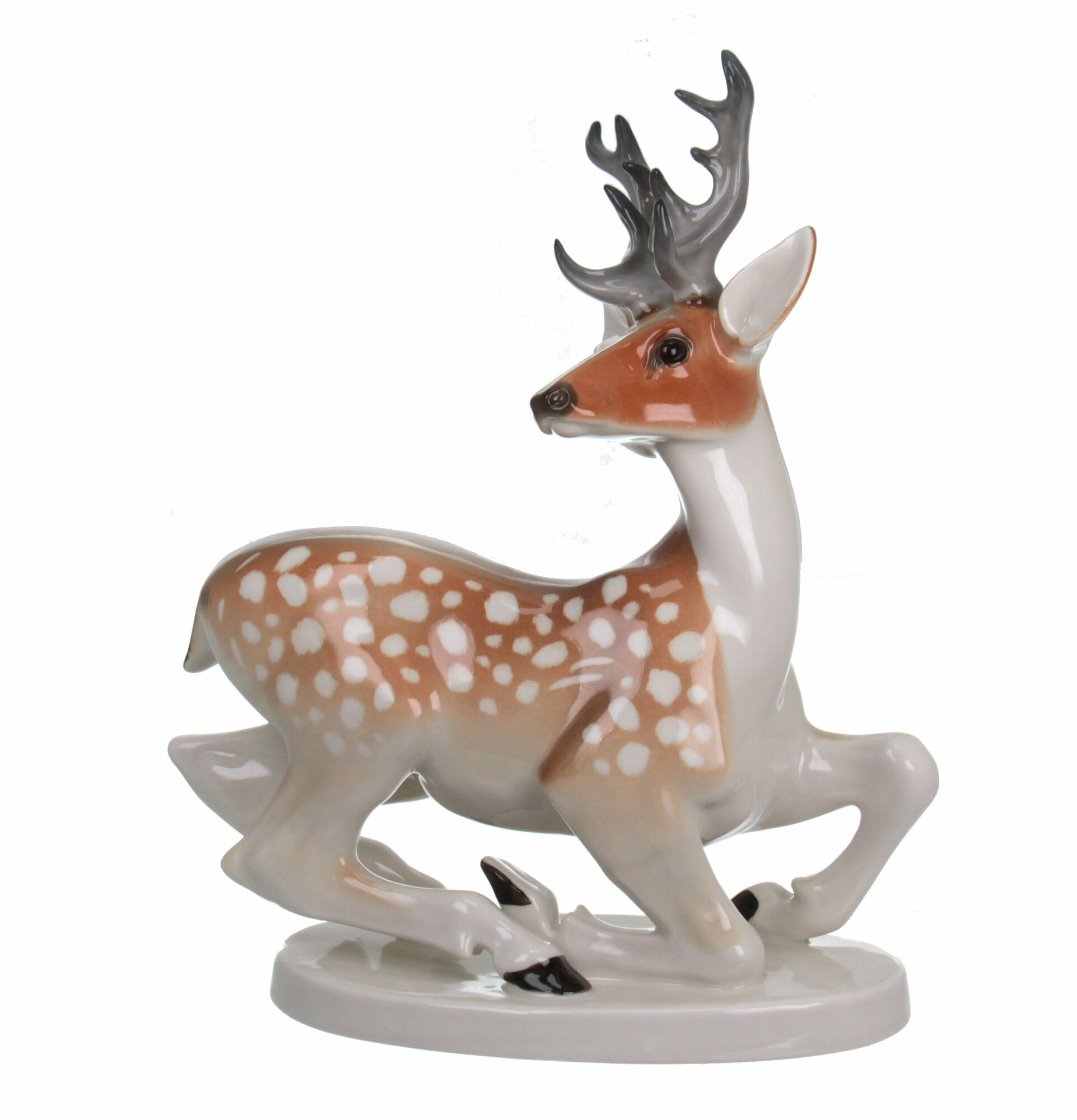 Статуэтка ИФЗ Лань с рогами, высота 29см, ручная роспись, фарфор 82.00993.00.1
