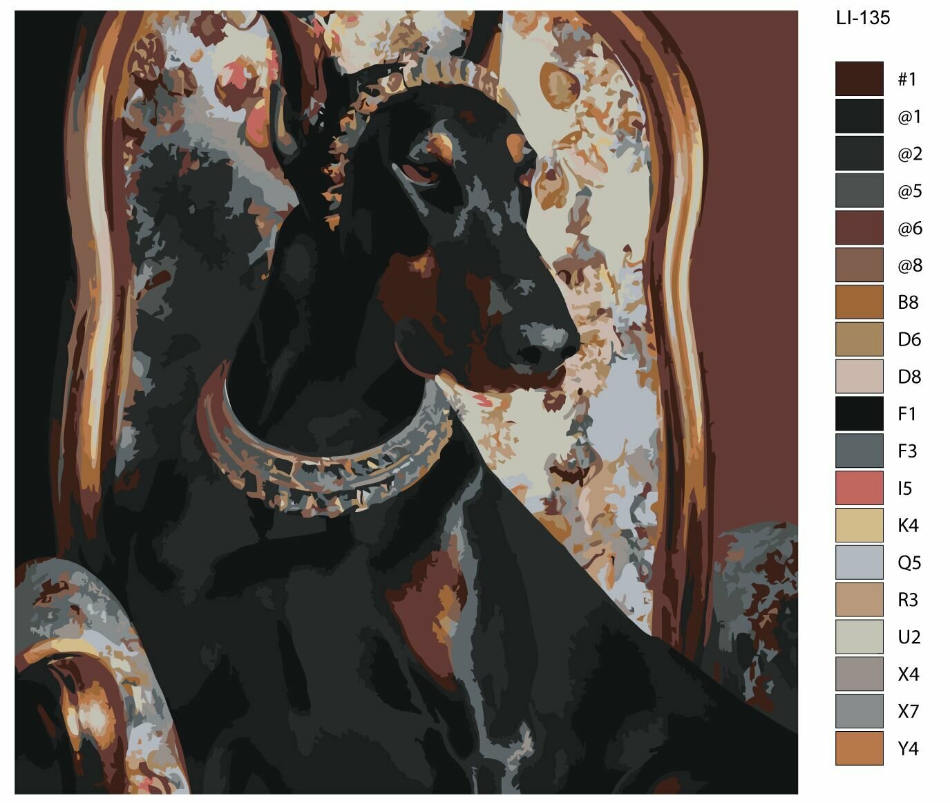 Картина по номерам,"Живопись по номерам", 48 x 48, LI-135, доберман