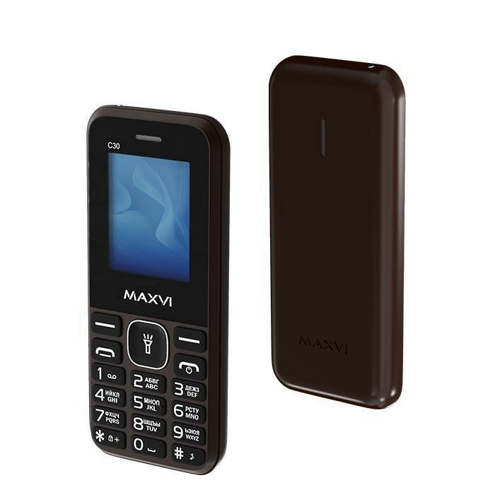 Мобильный телефон Maxvi C30 Коричневый 2 sim 1.77″ QVGA GSM 850/900/1800/1900 МГц 600 mAh