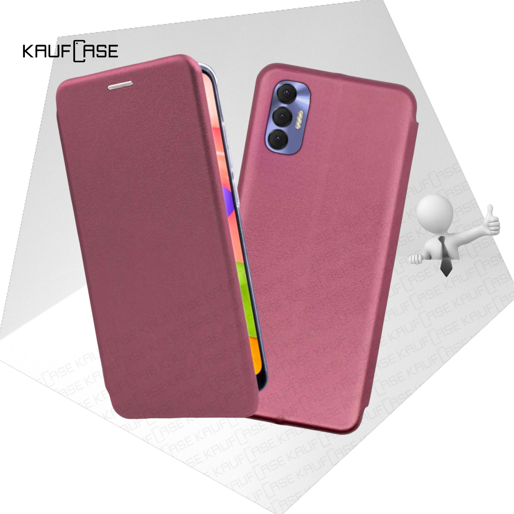 Чехол книжка для телефона Tecno Spark 8P (KG7n) (6.6"), бордовый. Текстура под кожу