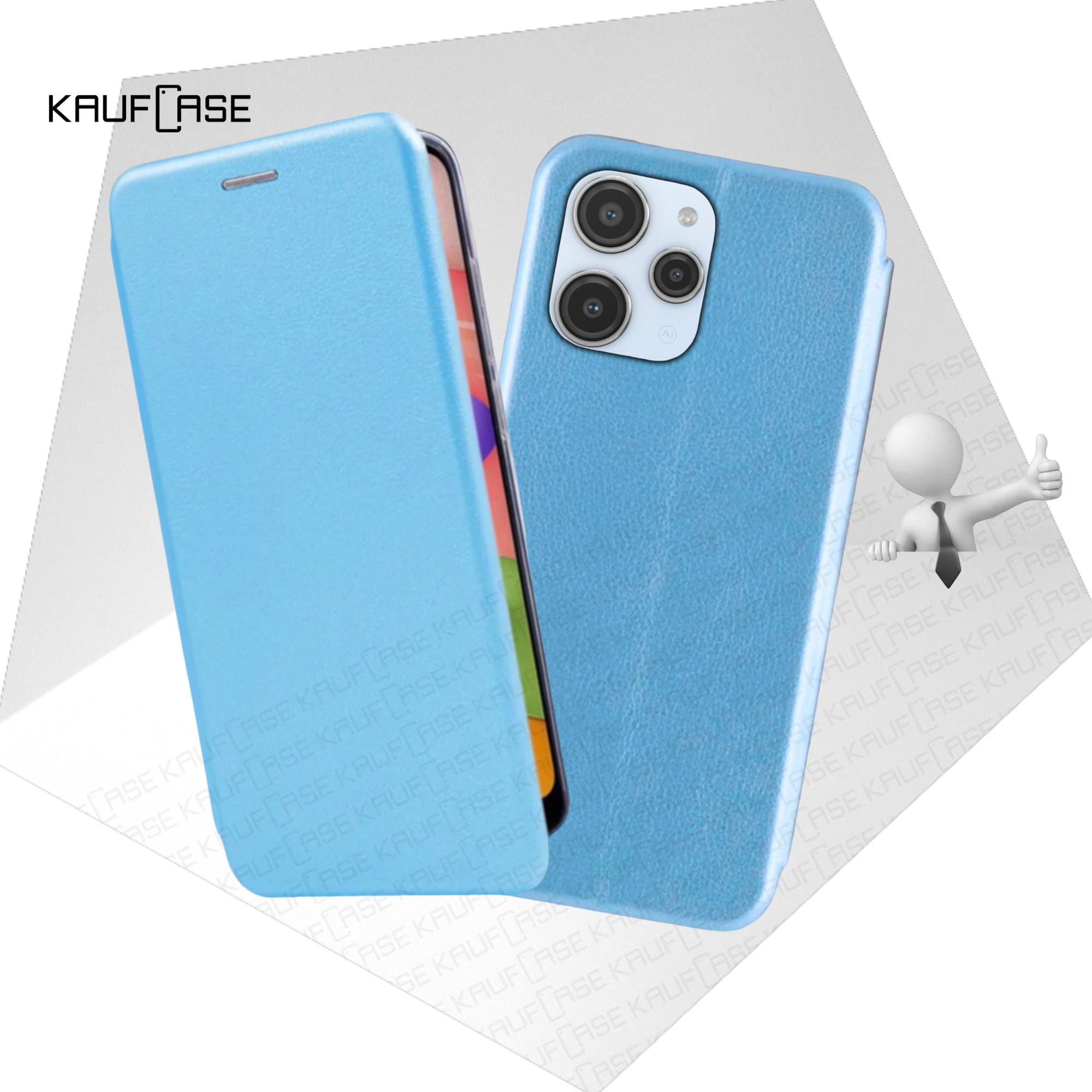 Чехол книжка для телефона Xiaomi Redmi 12 /Redmi 12R (6.79"), голубой. Текстура под кожу