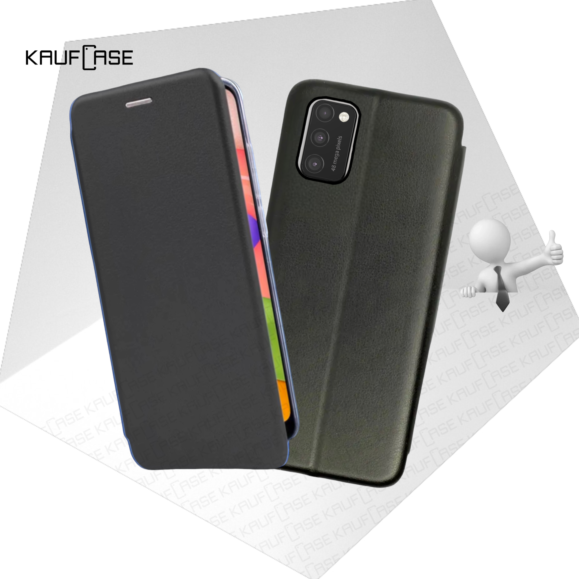 Чехол книжка для телефона Samsung A41 (A415) (6.1"), черный. Текстура под кожу