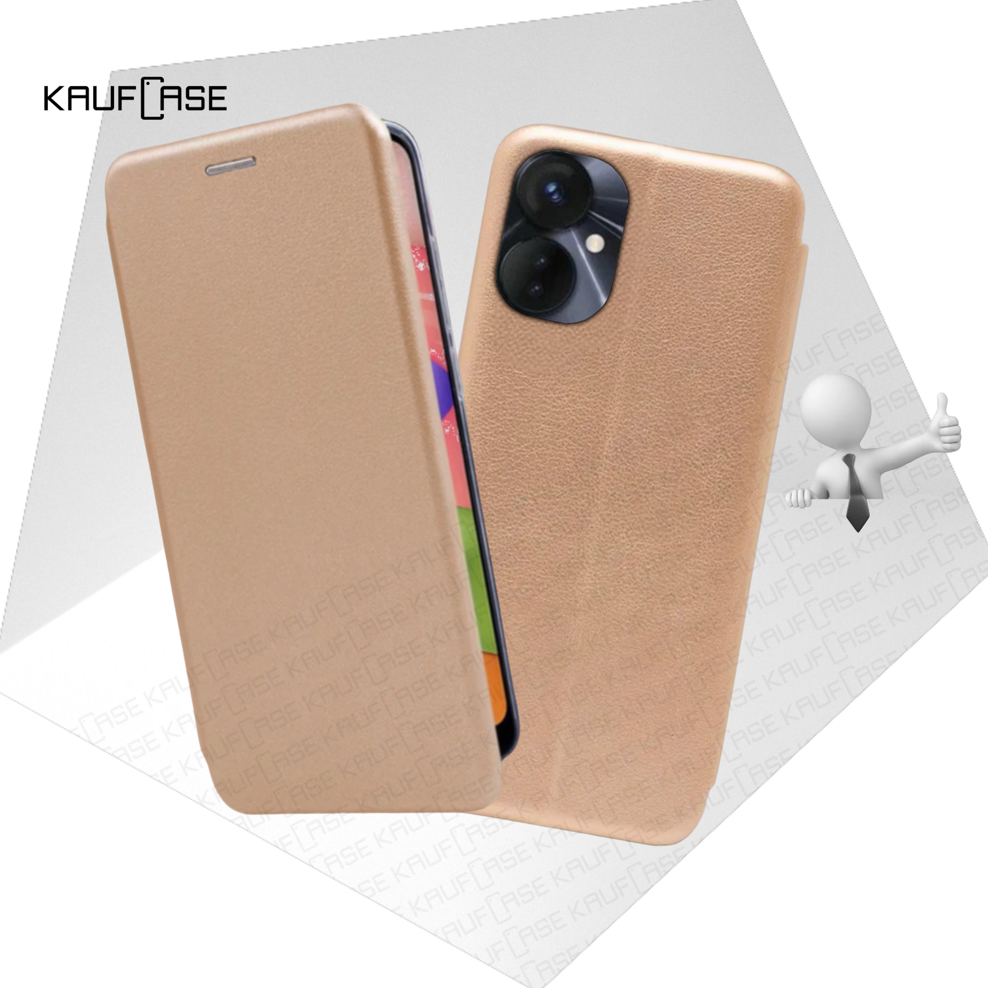 Чехол книжка для телефона Tecno Spark 9 Pro (KH7n) (6.6"), золото. Текстура под кожу