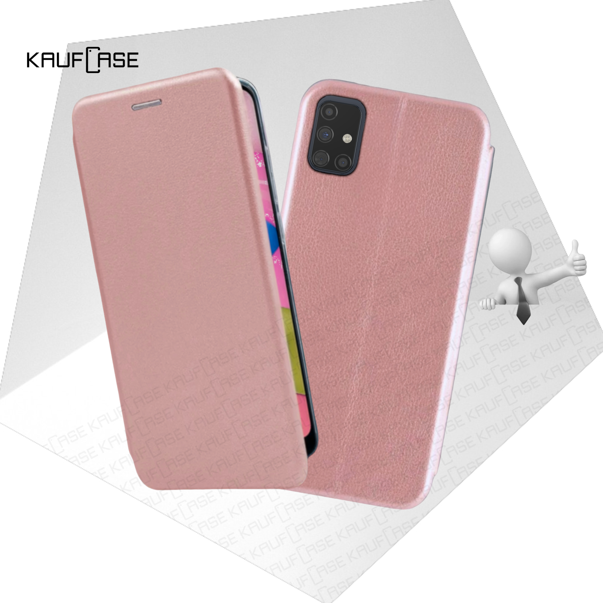 Чехол книжка для телефона Samsung M51 (M515) (6.7"), розовое золото. Текстура под кожу