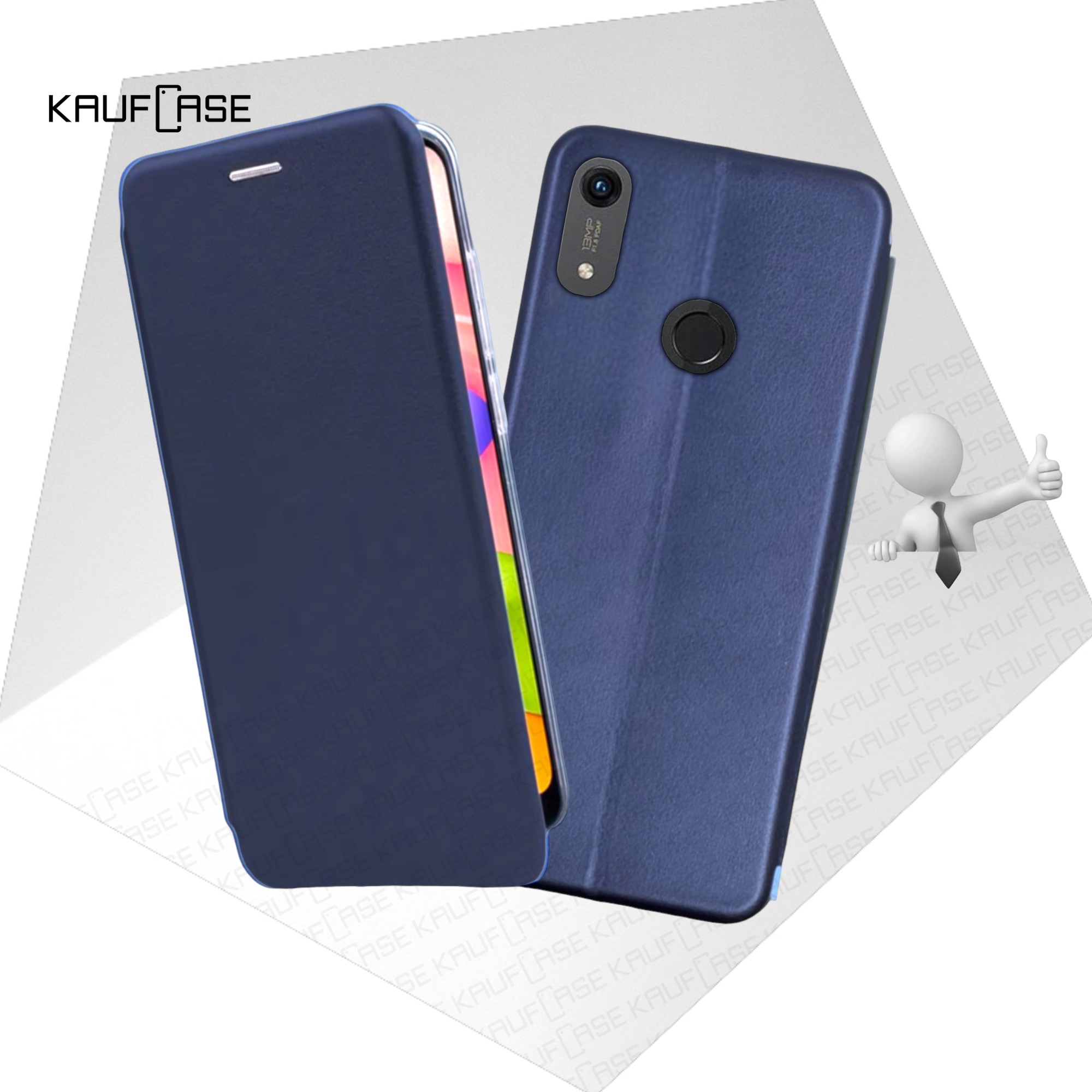 Чехол книжка для телефона Huawei Honor 8A /8A Prime /8A Pro/ Y6 2019/ Y6s (6.09"), темно-синий. Текстура под кожу