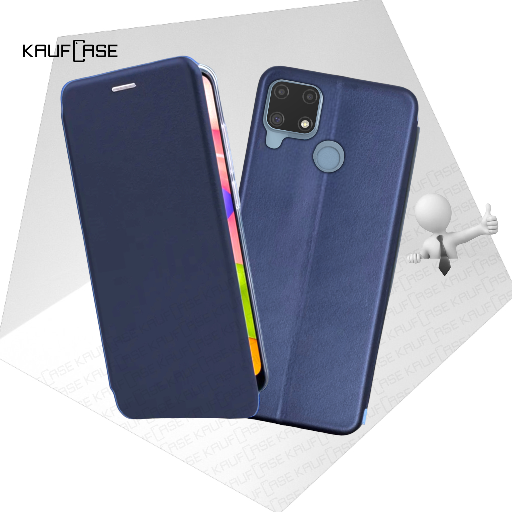 Чехол книжка для телефона Realme C25 /C25s (RMX3191/ 3195) (6.5"), темно-синий. Текстура под кожу