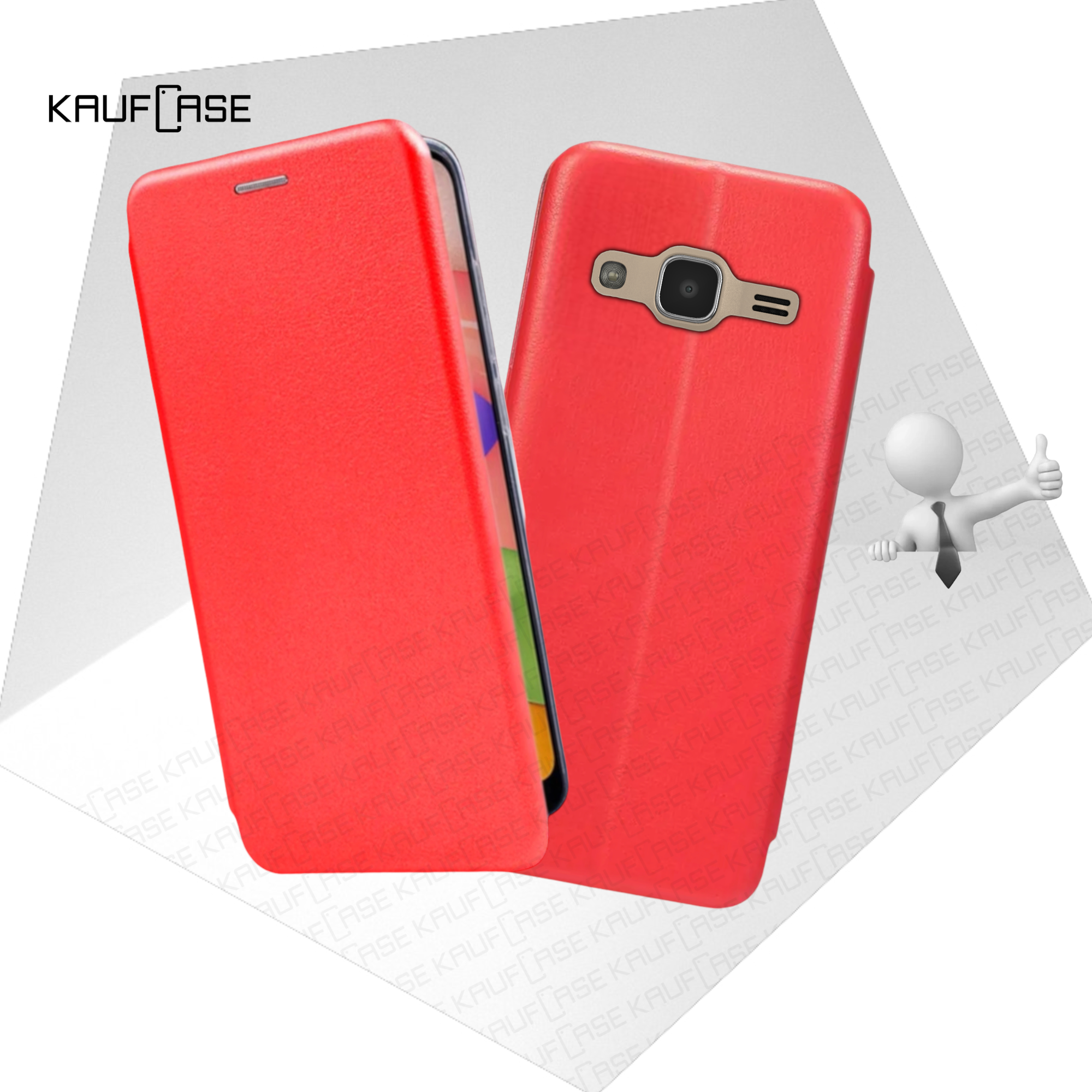 Чехол книжка для телефона Samsung J2 Prime (G532) /Grand Prime (5"), красный. Текстура под кожу