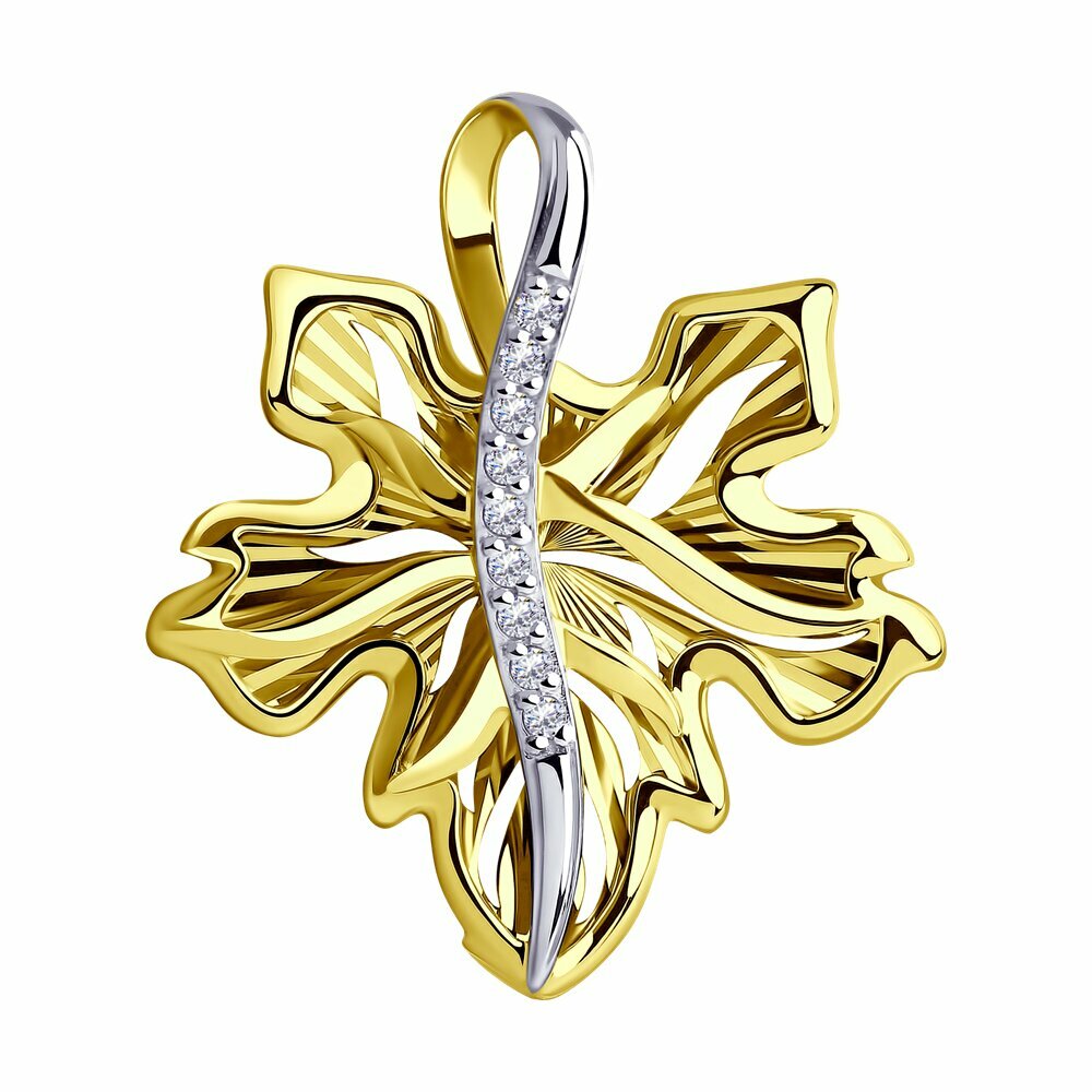 Подвеска Diamant, желтое золото, 585 проба, фианит