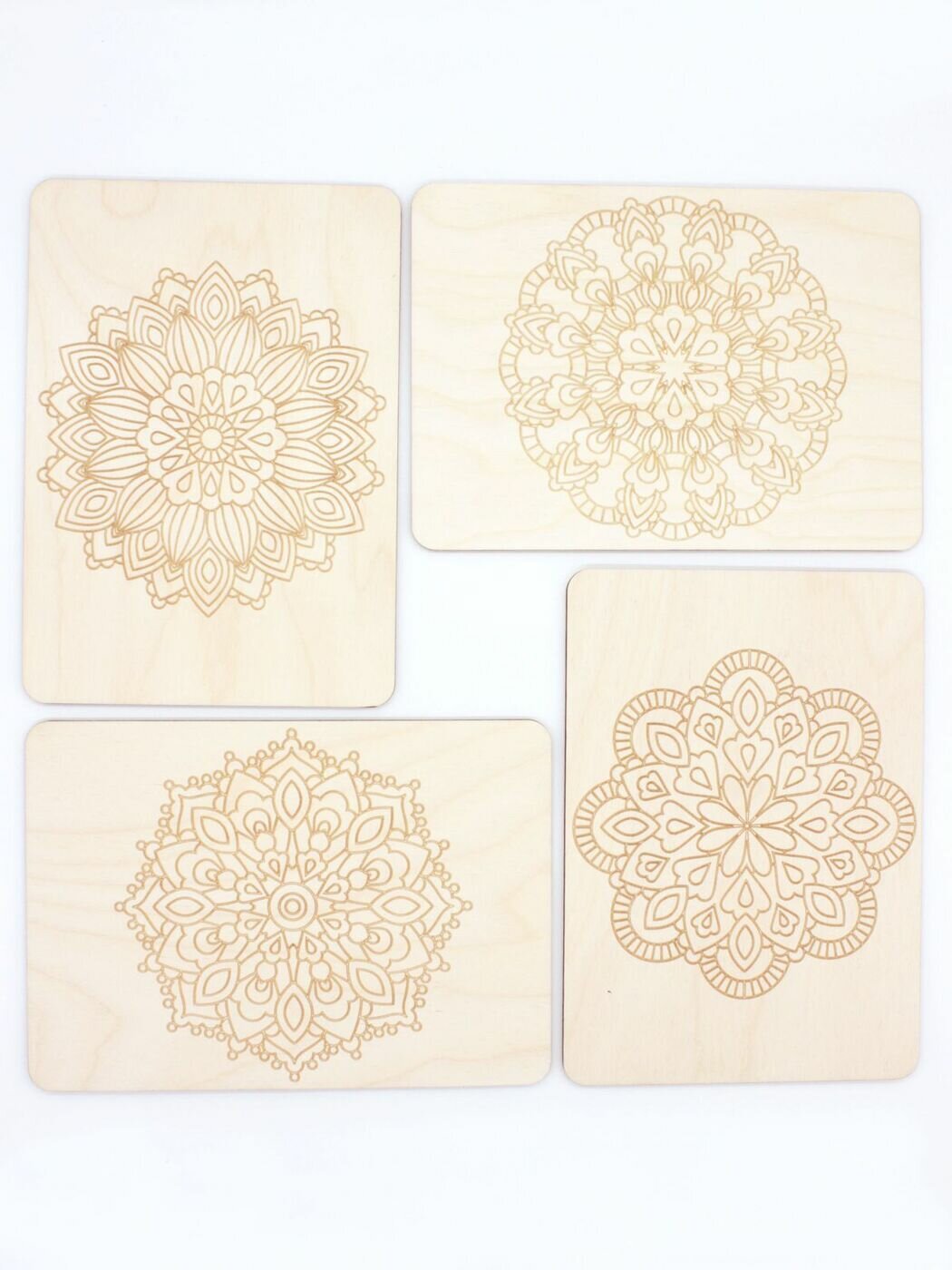 Набор основ для выжигания по дереву, зенарта, доска для рисования, RiForm с рисунком "Цветы, мандалы №2", формат А5, фанера 4мм