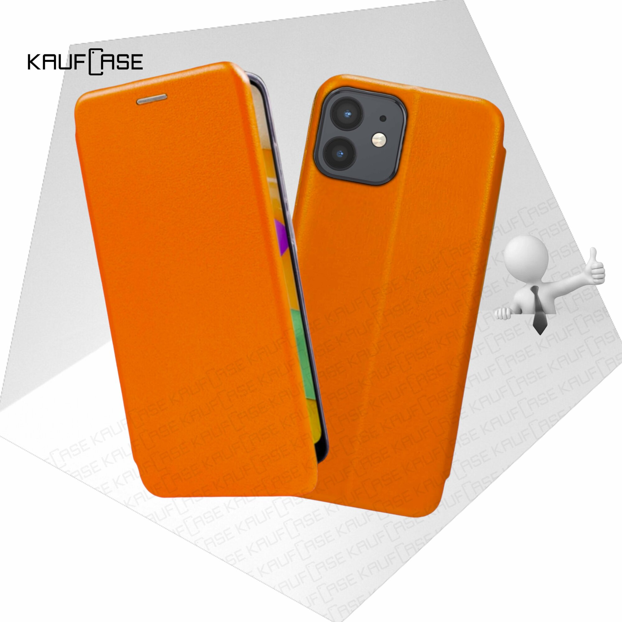 Чехол книжка KaufCase для телефона Apple iPhone 12 mini (5.4"), оранжевый. Трансфомер