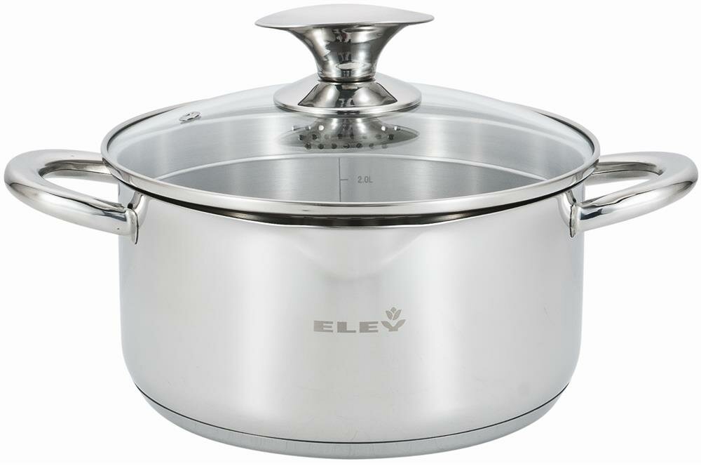 Кастрюля с крышкой ELEY RW0813-20C 3л, нержавеющая сталь, стекло