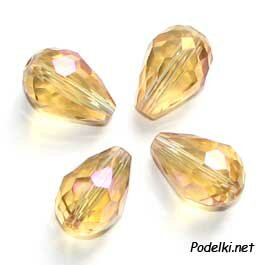 Стеклянная бусина Капля граненая 0001961 бензин 15x10 мм, цена за 10 шт.