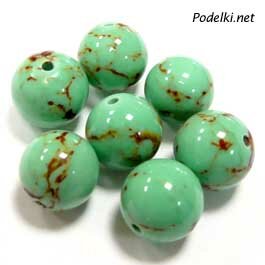 Натуральная бусина Бирюза зеленая 0003362 шарик 10 мм, цена за 10 шт.