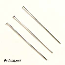 Фурнитура для бижутерии Пин со шляпкой 0001213 серебряный цвет 50 мм, цена за 100 шт.