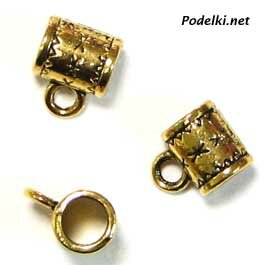 Фурнитура для бижутерии Бейл Цилиндр с крестиками 0002430 цвет золотой 8x7 мм, цена за 10 шт.