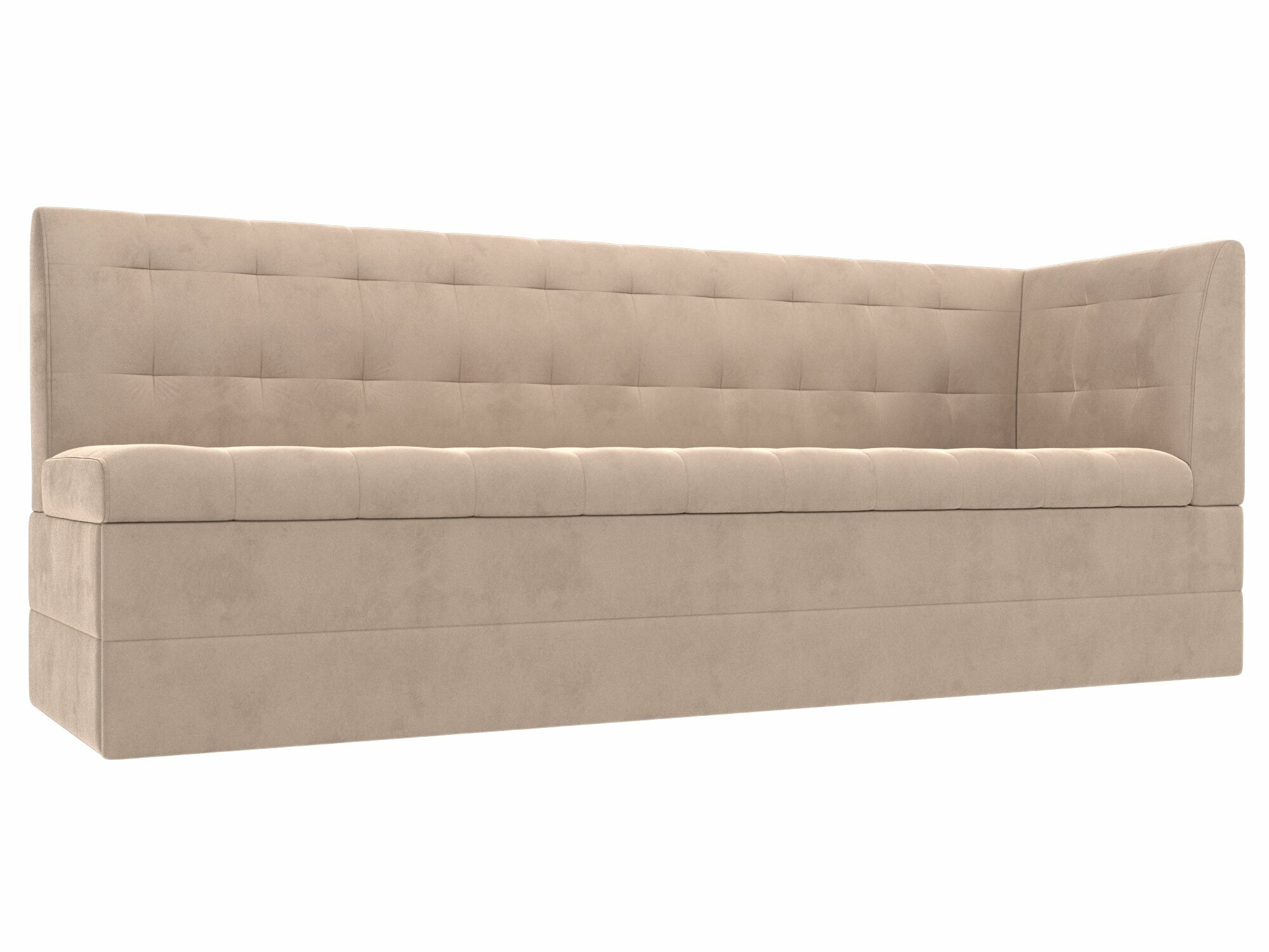 Диван кухонный прямой Бриз правый, велюр, механизм дельфин, Хит Диванов