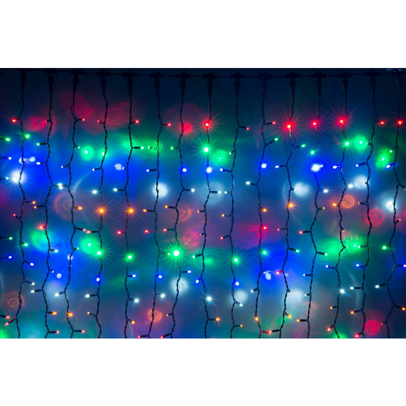 LED-PLRS-3725-240V М (R/G/Y/B) светодиоды/черный каучуковый провод. Световой занавес 2*3м. Neo-Neon