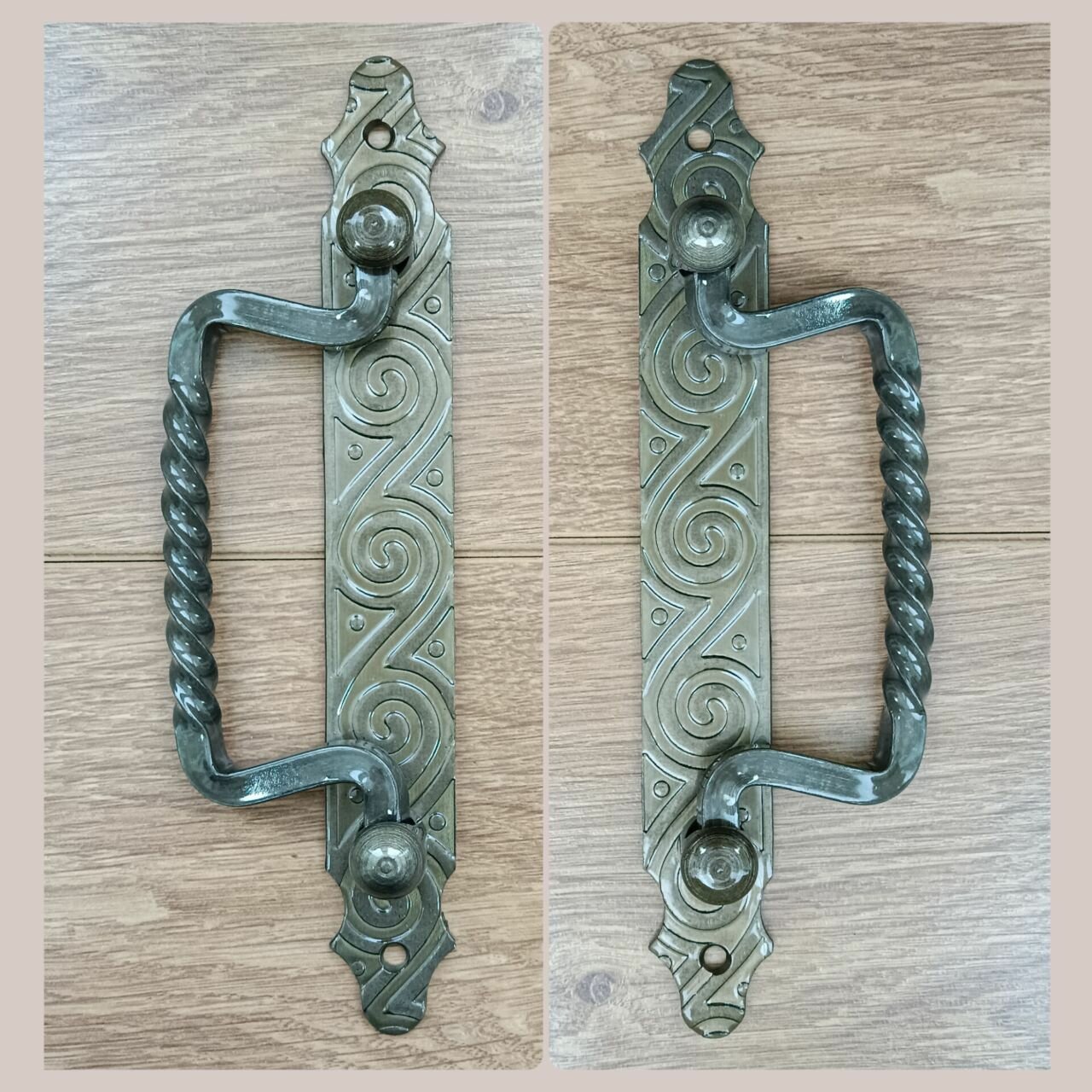 Ручка-скоба откидная (215) - 2 шт. /кованая/ серия ярославль (черненое серебро)