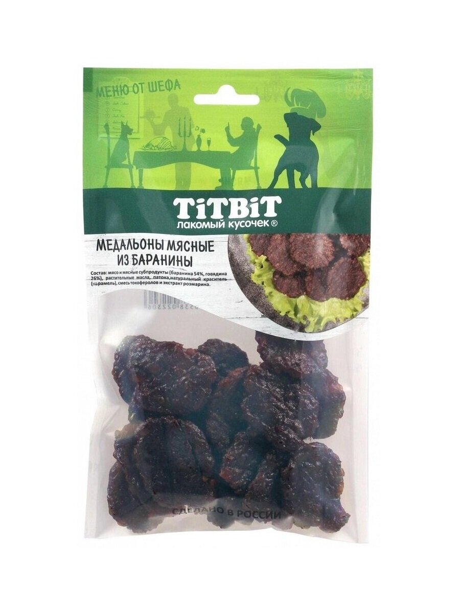 Лакомство TiTBiT меню от шефа медальоны мясные с бараниной для собак (80 г)