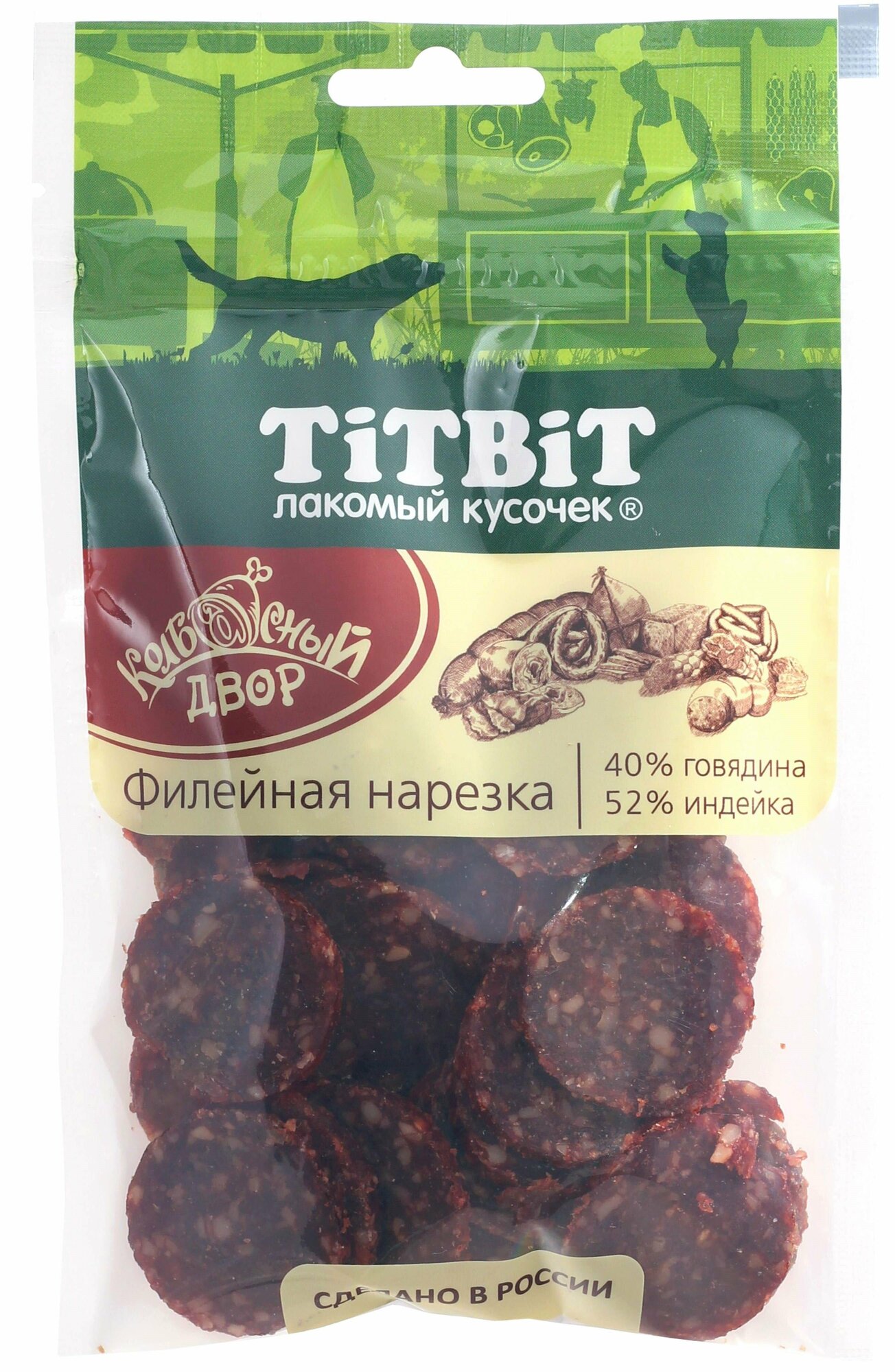 Лакомство TiTBiT колбасный двор нарезка филейная для собак (80 г)