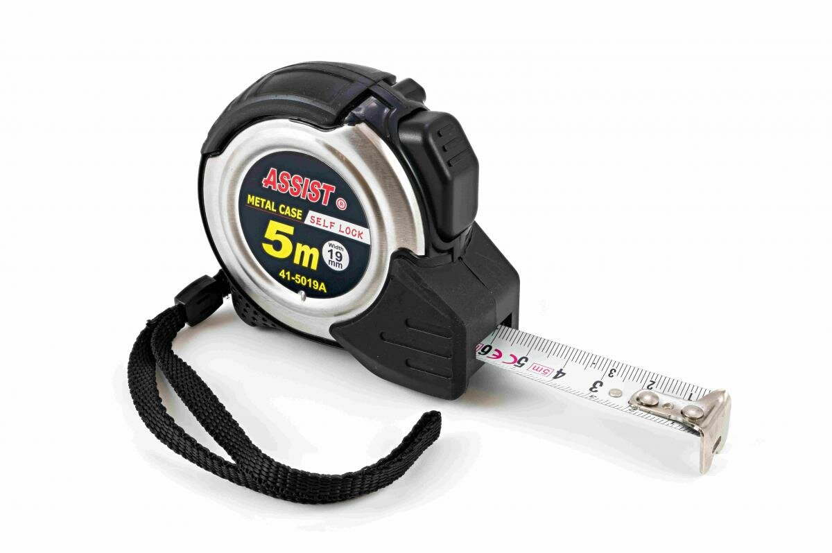 Рулетка измерительная 5 метров Assist PRO с автостопом, 1 класс точности, лента 19 мм, 1 шт.