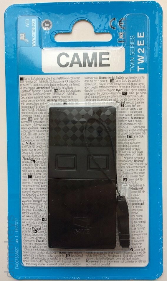 Пульт для ворот и шлагбаума CAME TW2EE (Брелок-передатчик), радиоканальный, цвет черный