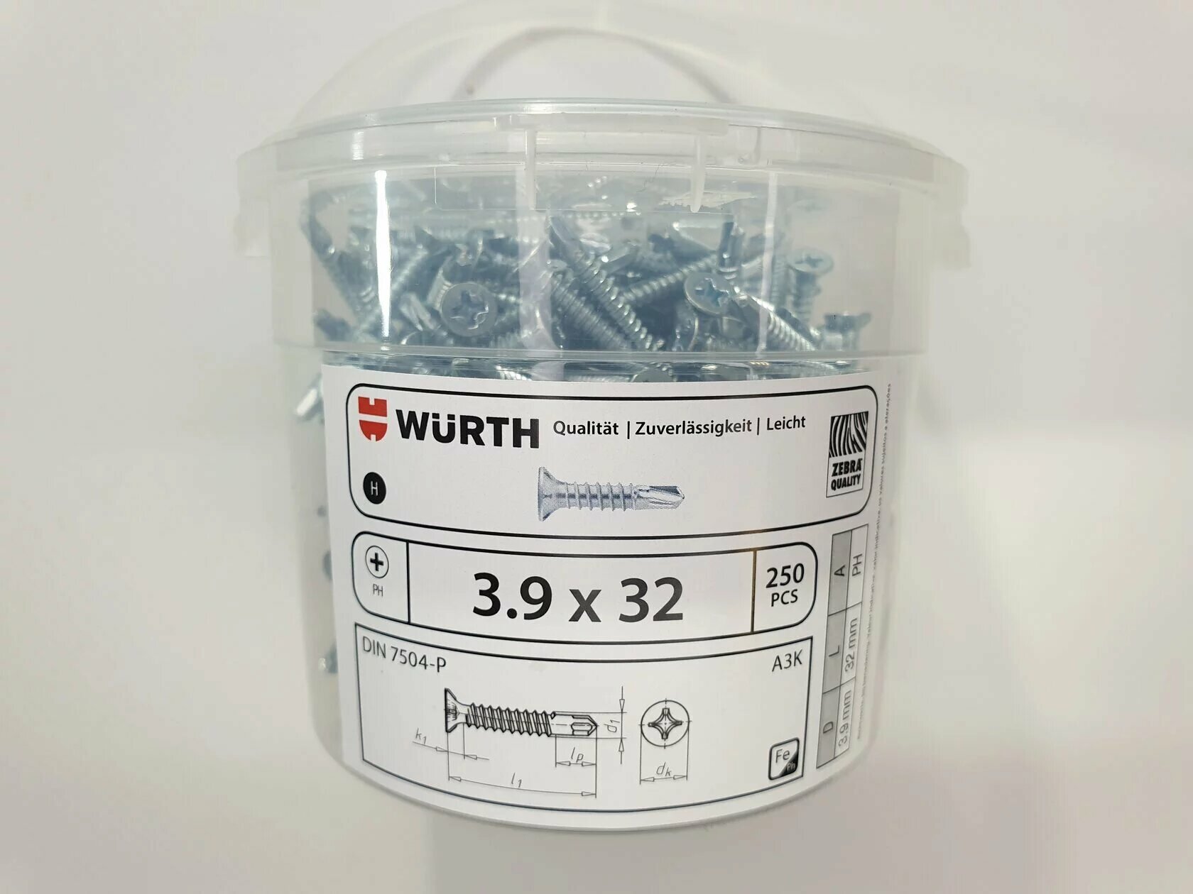 Саморез по металлу DIN 7504-P 3.9x32 PH (250 pcs) WURTH, Германия