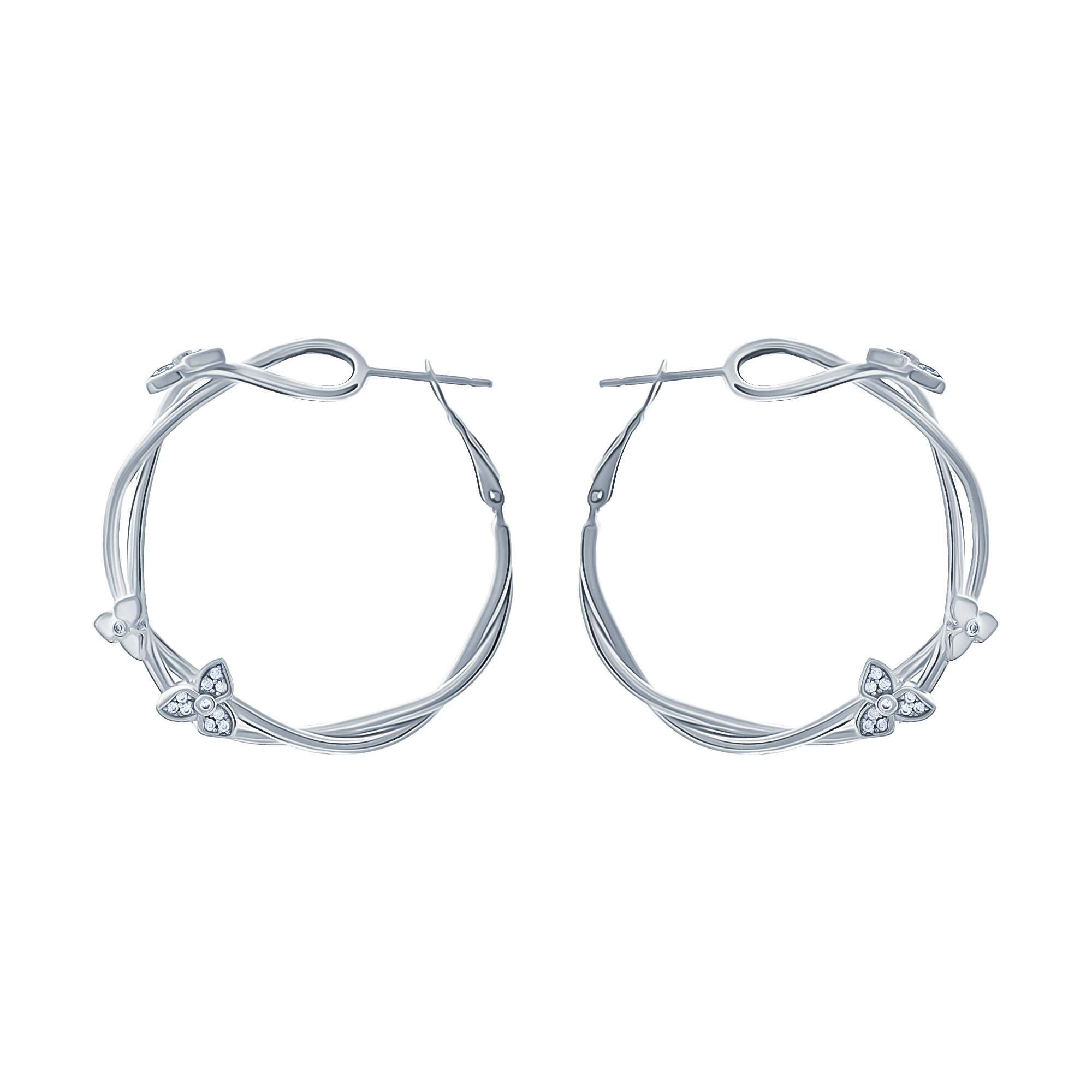 Серьги, серебро, 925 проба, фианит
