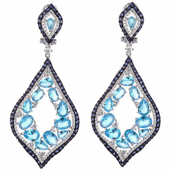 Серьги, серебро, 925 проба, топаз синтетический