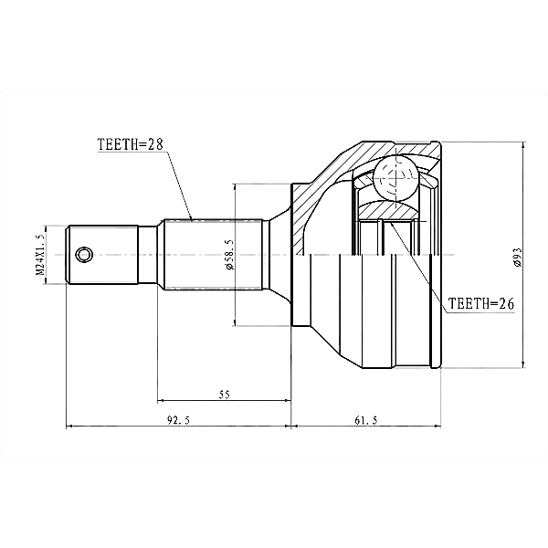 PATRON PCV3115 (3273SH / 3273SN / 9682500880) шрус наружн (a:28, b:26, d:93) citroen: c5 08 2.0 hdi 100kw atшрус наружн (a:28, b:26,