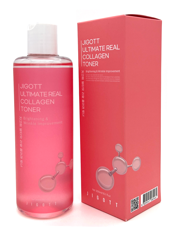 Jigott Тонер для лица антивозрастной с коллагеном Ultimate Real Collagen Toner, 300 мл