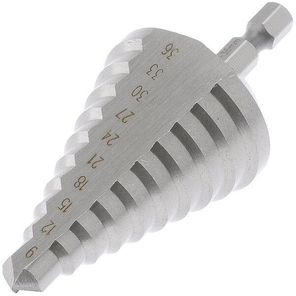 Сверло 9-36мм ступенчатое по металлу 10 ступеней Kranz KR-12-6604