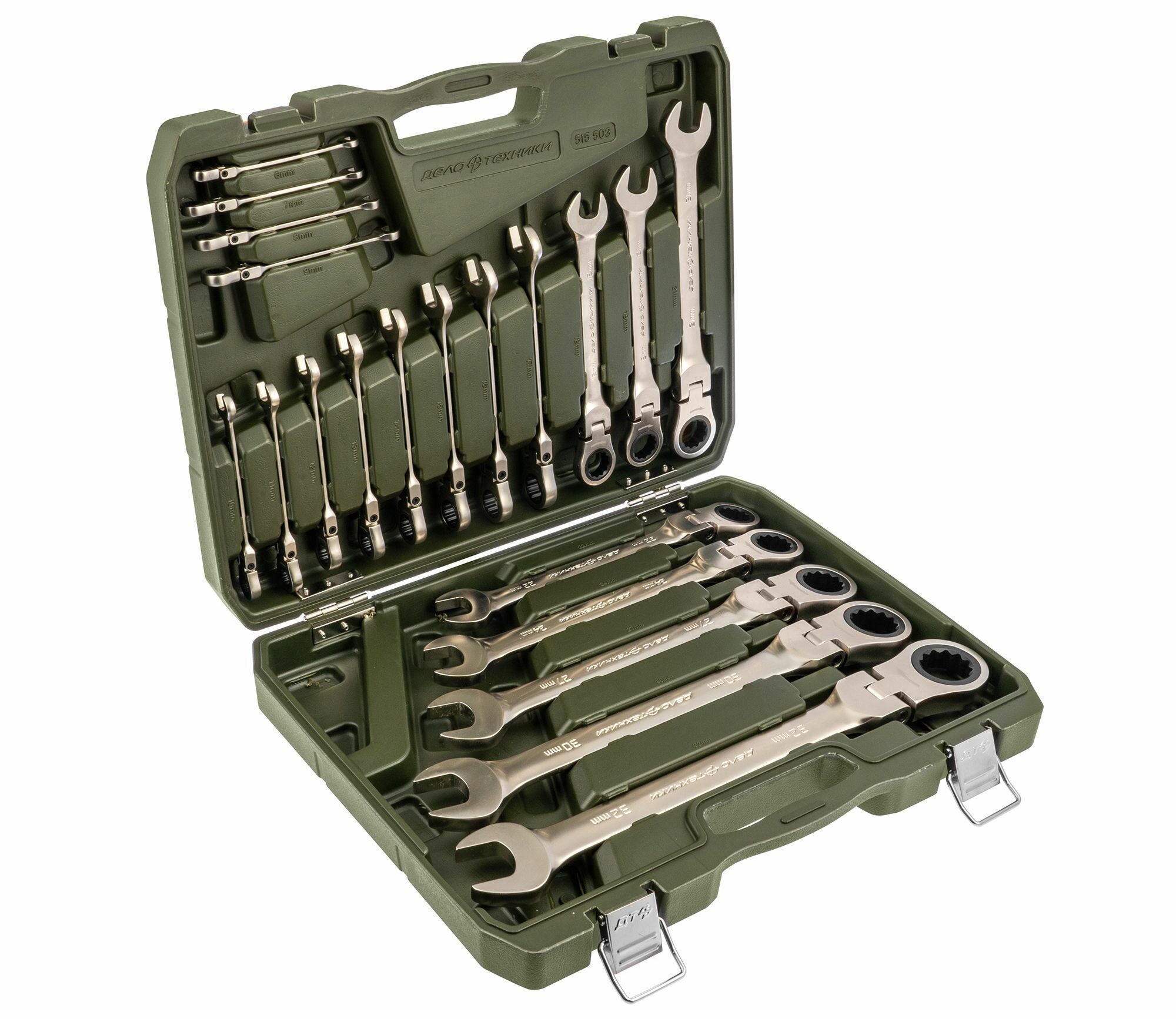Набор ключей комбинированных трещоточных шарнирных 20 шт, кейс пластик, Дело Техники, 515503