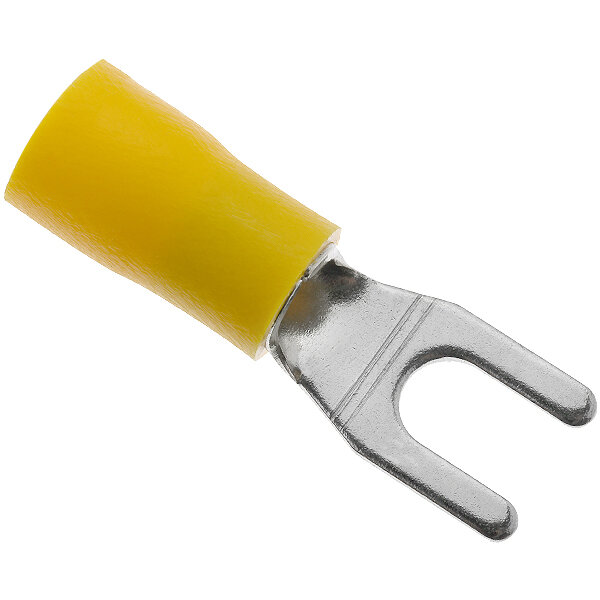Наконечник НВИ SVS5.5-4 медный 6,0-4 вилочный 6мм2 изолированный желтый, ПВХ (100 шт. в комплекте)