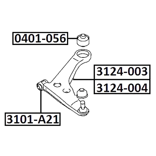 ASVA 3124-003 (A212909020) рычаг передний нижний правый chery chery fora a21 2006-