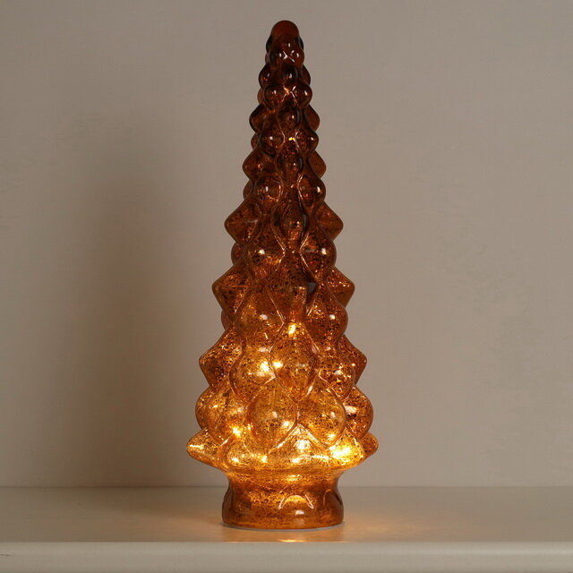Новогодний светильник Елочка - Amber Cone 39 см, 10 LED ламп, на батарейках, Kaemingk, 486702
