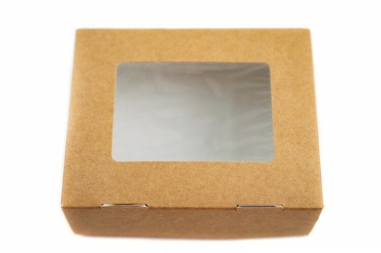 Коробочка крафт с окном 10х8х3см, 31-036, 1шт