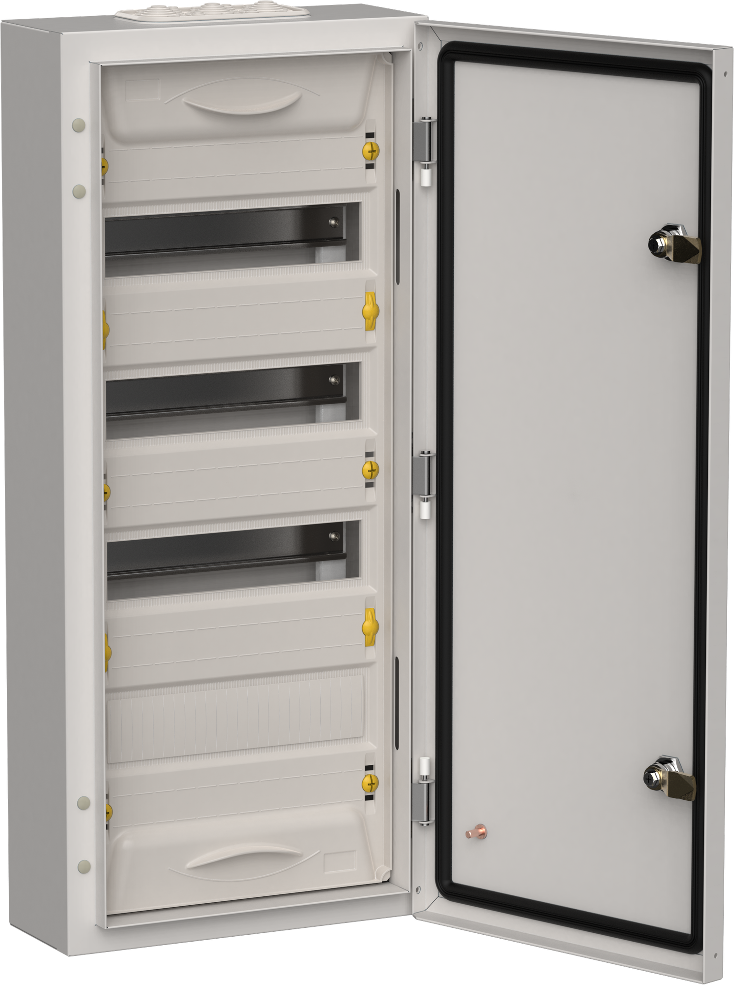 Щит распределительный IEK Titan 5 ЩРн-48, 4 ряда, 48 модулей, 710x310x140мм, IP54, металл, серый